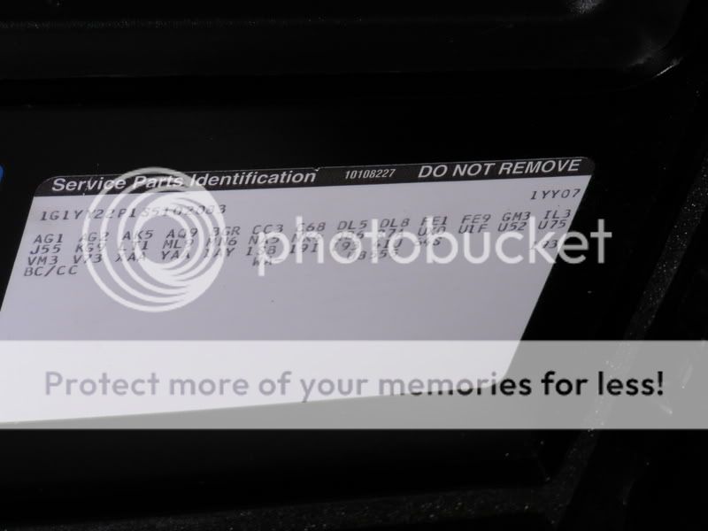 rpo code?? | Corvette Forum : DigitalCorvettes.com Corvette Forums